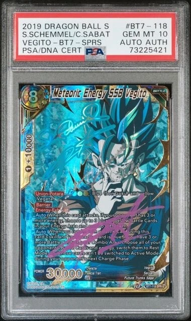 PSA 10 METEORIC Energy SSB Vegito SPR Signature BT7-118 Dragon Ball ...