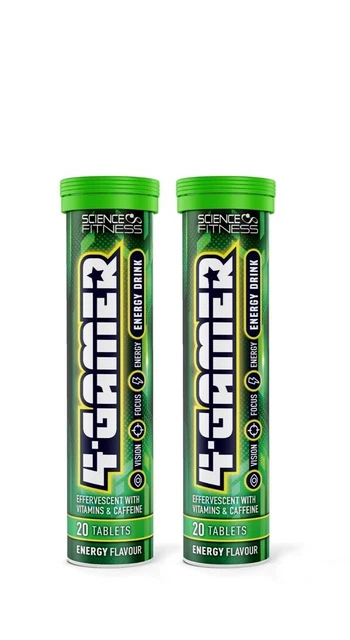 2 X 4 GAMER Energy Effervescent- Focus, Vision, Energy ( 20 Tablets per ...