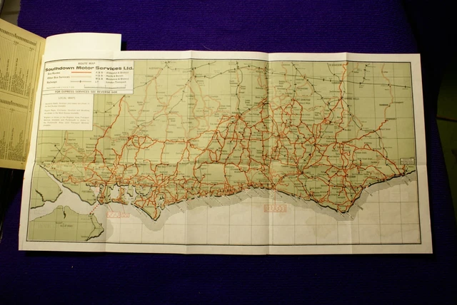 SOUTHDOWN BUS COACH Transport Timetable Route Map West Sussex Edition ...