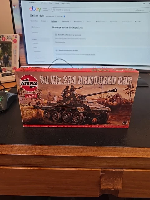 AIRFIX WW2 GERMAN Sd.kfz.234 Armoured Car 1:76 Scale Model Kit 8 ...