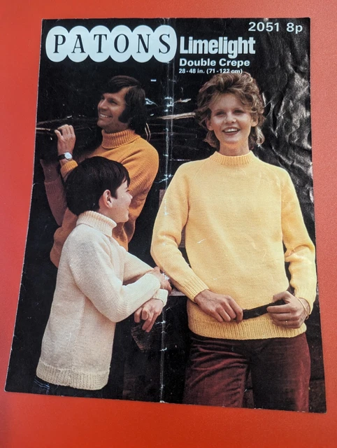 VINTAGE PATONS FAMILY Jumper Knitting Pattern 2051 (Tkp) £5.45 ...