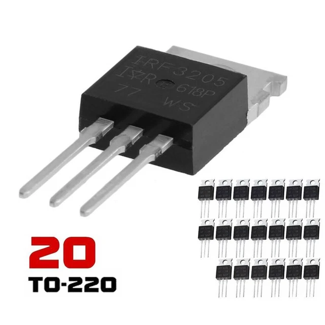 LOT DE 20 transistors de puissance HEXFET IRF3205 (N canal 110A 55V ...