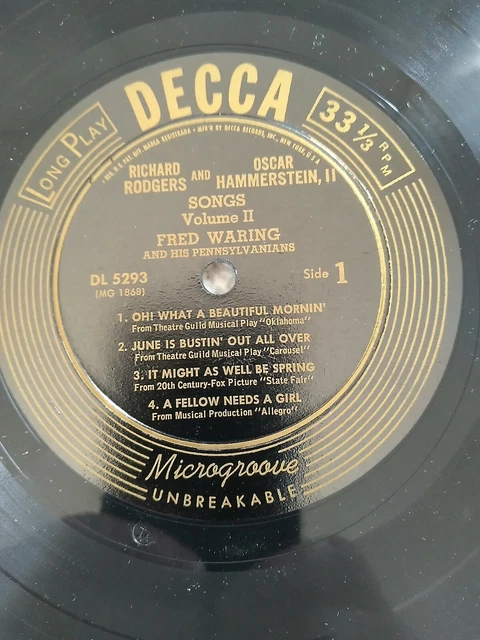DECCA FRED WARING PLAYS RODGERS et HAMMERSTEIN II 10" LP EUR 10,85 ...