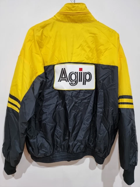 VINTAGE AGIP MOTOR Oils Jacket Yellow Black Men's Medium Kea Australia ...