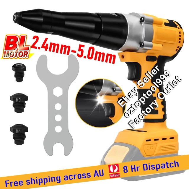 BRUSHLESS RIVET GUN Cordless Rivet Nut Gun For DeWalt 18V 20V Battery ...