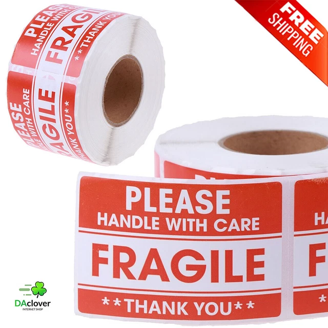 1000PCS/ROLL WARNING STICKER Fragile Handle With Care Labels Shipping ...