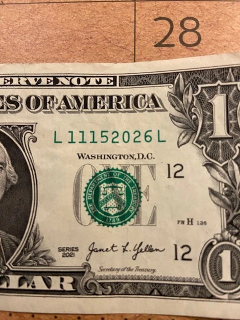 11/15/2026 BIRTHDAY/ANNIVERSARY/SPECIAL DATE, serial number one dollar ...