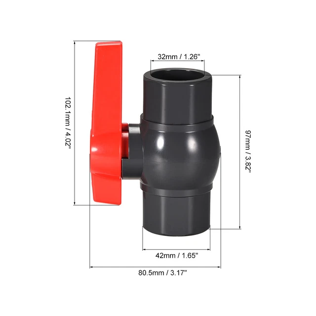 BALL VALVE 32MM ID DN25, Socket Type, for Control Water Flow, PVC Deep ...