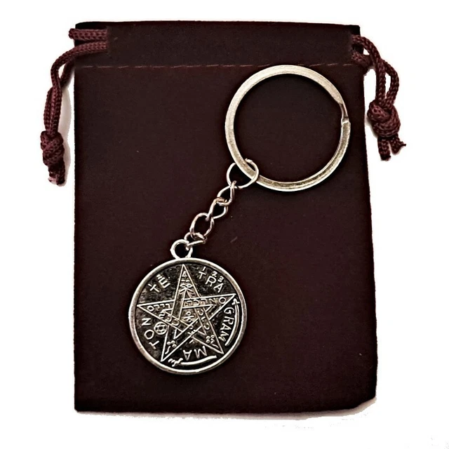 LLAVERO TETRAGRAMATON Y ESTRELLA DE DAVID Doble cara 2,5 cm y bolsa ...
