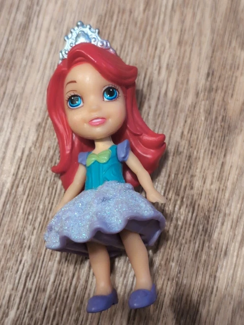 DISNEY PRINCESS GLITTER Mini Toddler Doll/Figure Ariel Purple Dress 3.5 ...