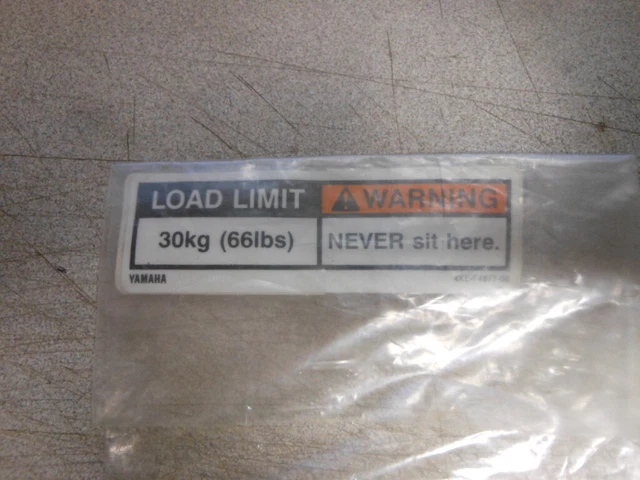 NOS YAMAHA CAUTION Warning Load Limit Label Sticker Emblem YFM250 4XE ...