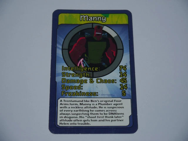 BEN 10 TOP Trumps Alien Force MANNY Specials Card Game Replacement _A1 ...