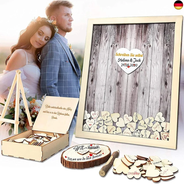 NEAMON GÄSTEBUCH HOCHZEIT Holz Blanko Taufbuch Gästebuch Geburtstag ...