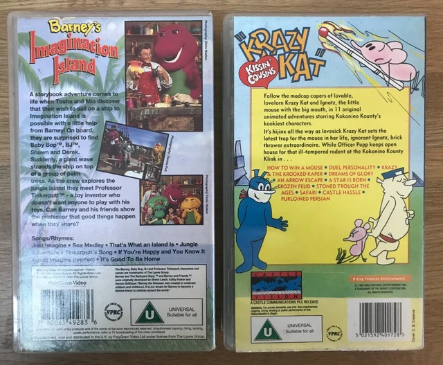 BARNEY - IMAGINATION Island AND Krazy Kat-Kissin' Cousins [VHS] *2 x ...