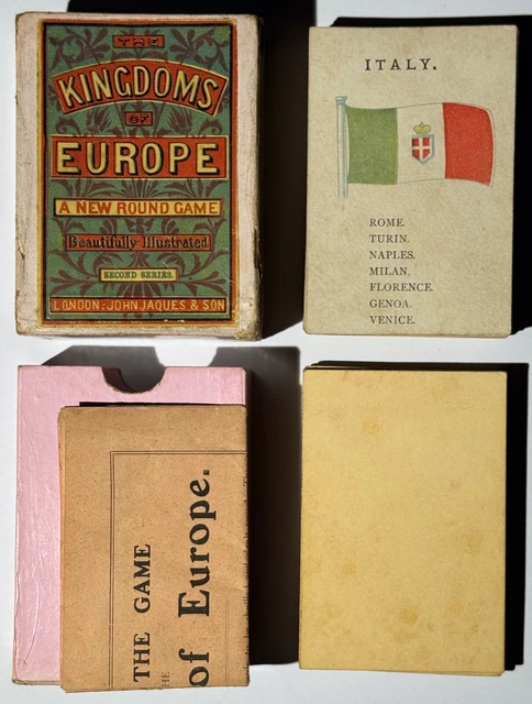 ANTIQUE PLAYING CARD Game Kingdoms of Europe 2nd Series 1895 Jaques 45 ...