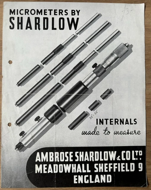 VINTAGE SHARDLOW IMICRO Micrometer Internals LEAFLET SHEFFIELD AMBROSE ...
