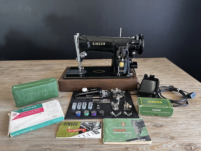 STUNNING 1954 SINGER 191J Sewing Machine Heavy Duty Potted Motor Tested ...
