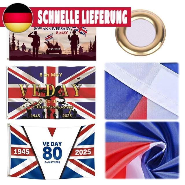 2025 VE DAY 80th Anniversary Flag 3x5 Ft VE Day Flag Waterproof ...