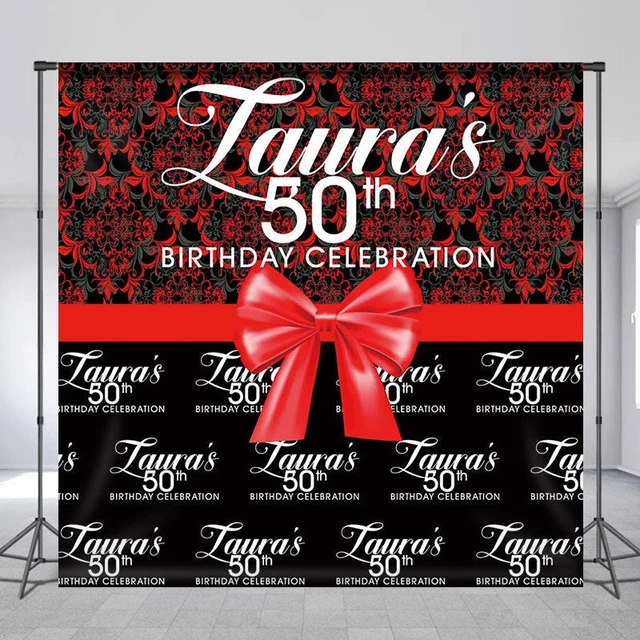 CUSTOM BLACK RED 50th Birthday Celebration Backdrop $37.94 - PicClick AU