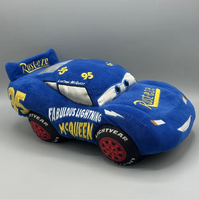 DISNEY STORE CARS Blue Lightning McQueen Plush 14" Fabulous Rust-eze ...