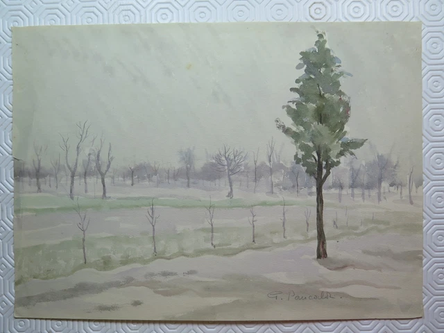 ANCIENNE AQUARELLE SUR papier Signé Paysage De Campagne De Avec Arbres EUR 33,95 - PicClick FR