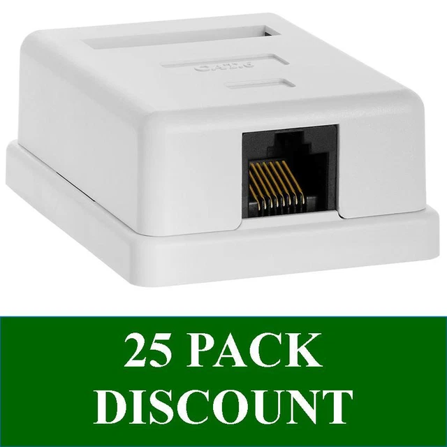 25 PACK RJ45 Ethernet Network Surface Mount Keystone Jack For Cat5E ...