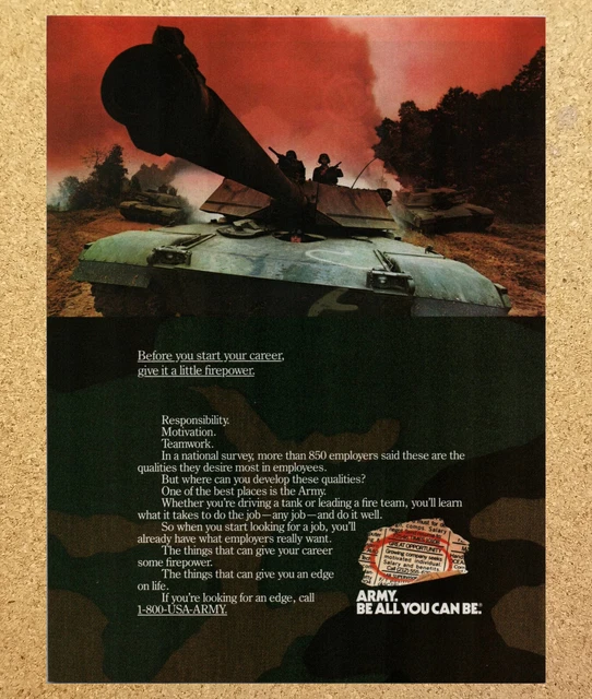 US ARMY M1A1 Abrams Foal Eagle Tank Firepower Vintage Print Ad Ephemera ...