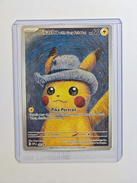 CARTA PROMO POKEMON PIKACHU with GREY FELT HAT SEALED Edizione VAN GOGH ...