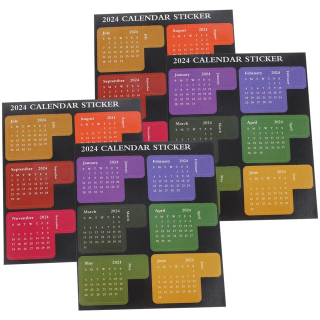 4 SETS 2024 Full Year Calendar Index Label Sticker 4pcs/set Paper £7.38 ...