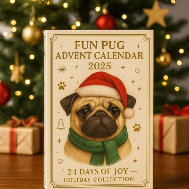 FUN PUG ADVENT Calendar 2025, 24 Days Christmas Advent Calendar,2D Flat Ornam - EUR 10,54 ...