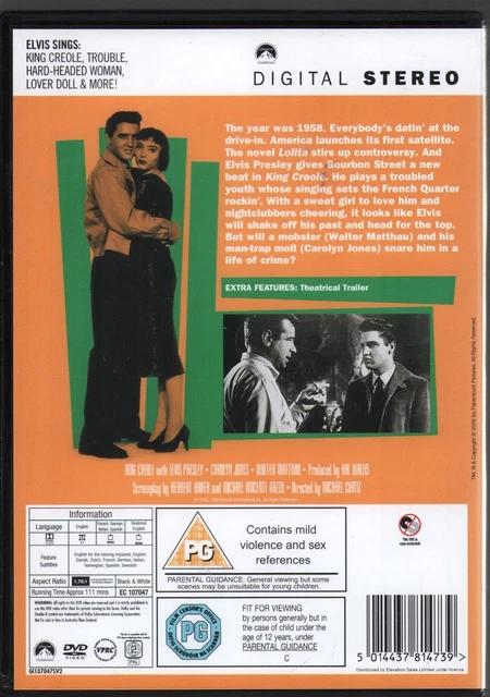 ELVIS PRESLEY KING Creole DVD UK Paramount Pictures 2010 Includes ...