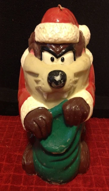 RARE ANCIENNE BOUGIE en cire Looney Tune TAZ Santa Tasmanie diable Noël ...