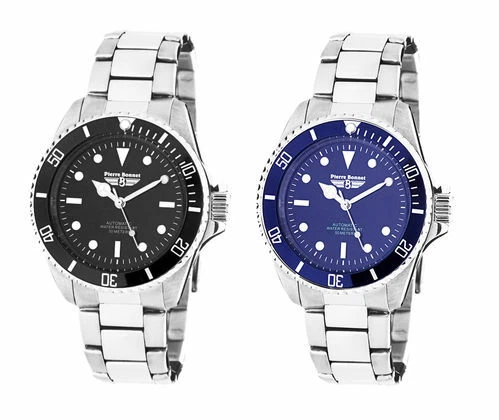 OROLOGIO UOMO PIERRE Bonnet Meccanico Automatico Miyota In Acciaio BLU ...