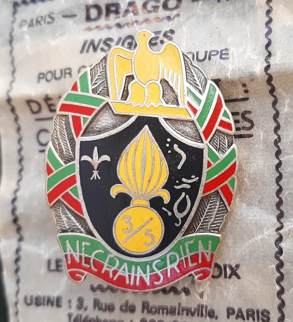 INSIGNE 5° REI 3° BAT. Indochine WW2 LÉGION ÉTRANGÈRE Retirage Drago ...