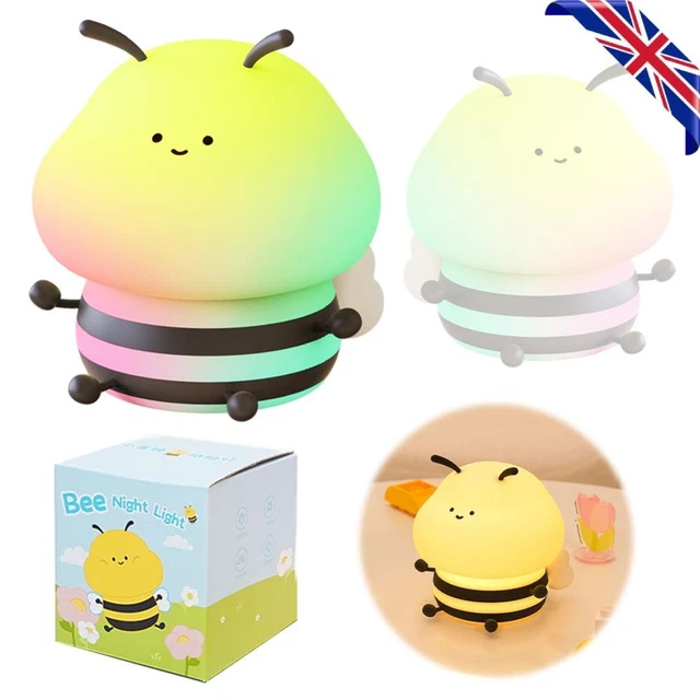 CUTE BEE NIGHT Light Rechargeable Silicone LED Touch Lamp Room Decor ...