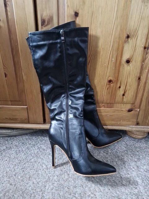 BLACK KNEE HIGH Ladies Boots Size 7 High Heels. Never Worn £6.52 ...