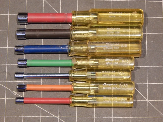 SNAP ON 7PC SAE Nut Driver Nut Driver Set 1/4" 1/2" ND NutDriver ...
