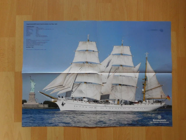 BUNDESWEHR POSTER SEGELSCHULSCHIFF Gorch Fock Im Hafen Von New York ...