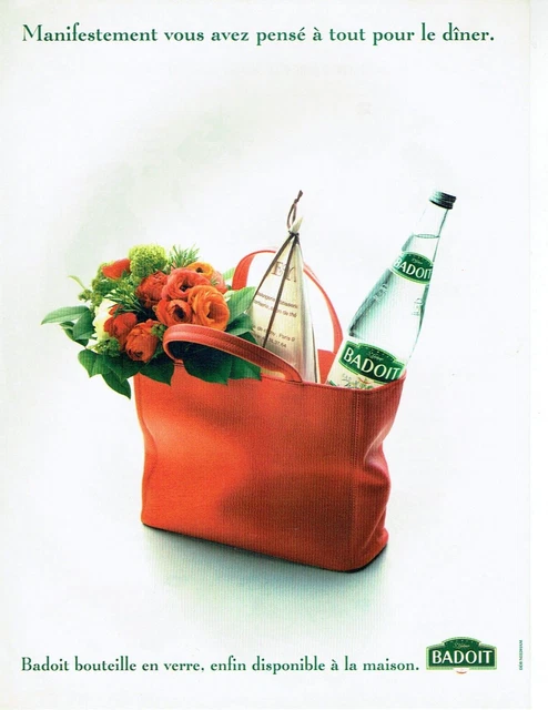 PUBLICITÉ ADVERTISING 0323 1995 Badoit eau minérale bouteille en verre ...