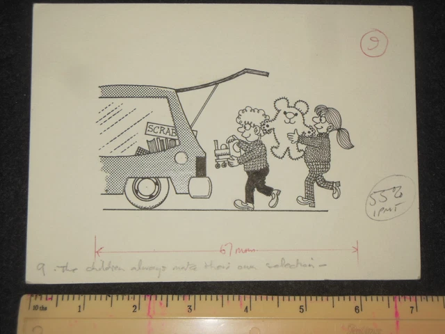 BRUCE ANGRAVE ORIGINAL Pen & Ink Cartoon (c1970) Children's' Holiday ...