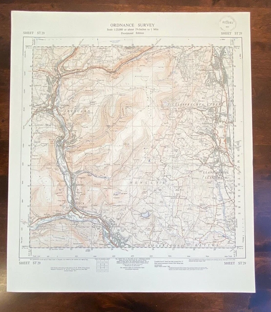 ORDNANCE SURVEY SHEET ST29 Risca WALES 1968 Provisional Ed. Unfolded ...
