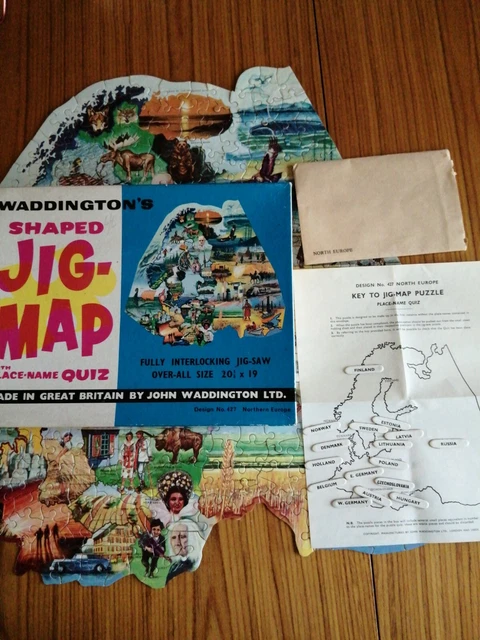 VINTAGE WADDINGTONS JIG MAP NORTHERN EUROPE No 427 complete £24.99 ...