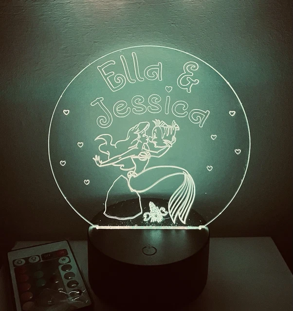 LITTLE MERMAID THEMED LED Night Light - Fully Personalised. Unique Gift ...
