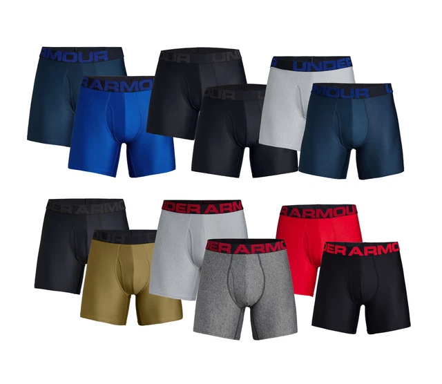 UNDER ARMOUR MENS Tech 6 Inch BoxerJock Boxer Briefs 2 PACK - 1327415 £ ...