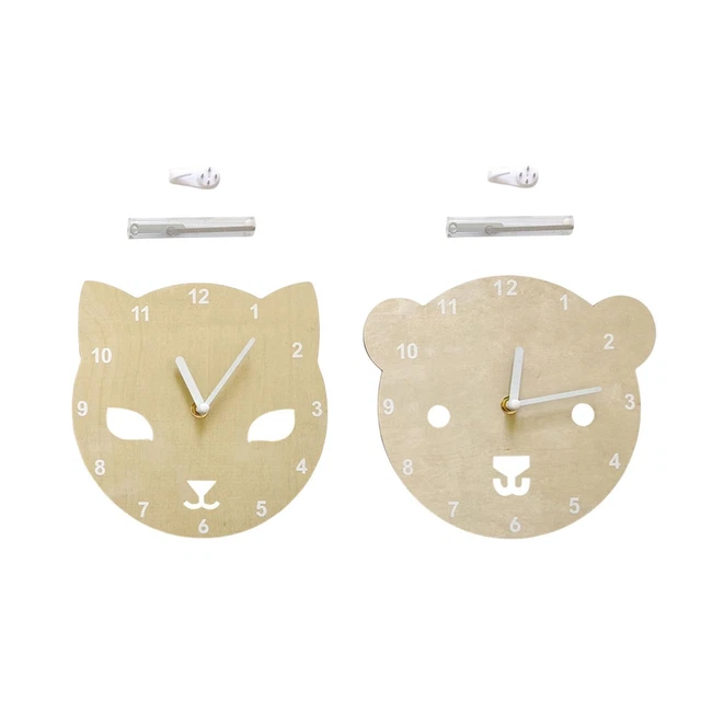 BOIS MODERNE SUSPENDU Animal Horloge Murale Numérique Non-tic-tac ...