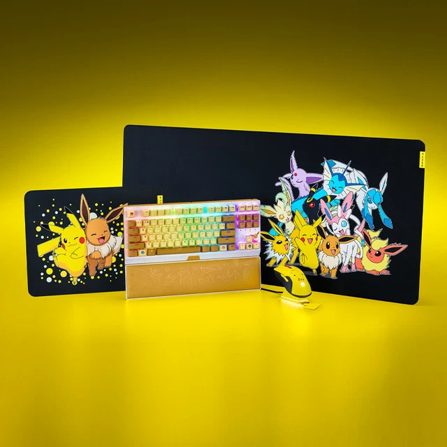 RAZER X POKÉMON Eevee Mechanical Keyboard, Rest, Mouse Pad, & Pikchu ...