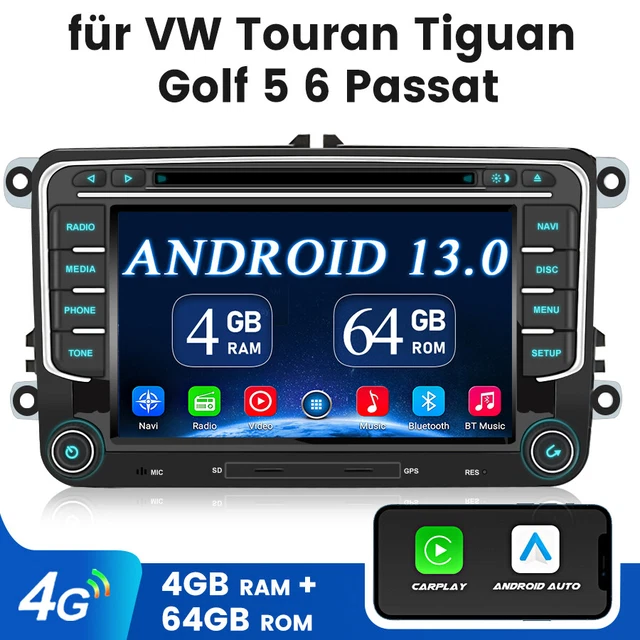 4G DVD CD Android 13 4+64G Autoradio Carplay GPS NAV Für VW GOLF 5 6 ...