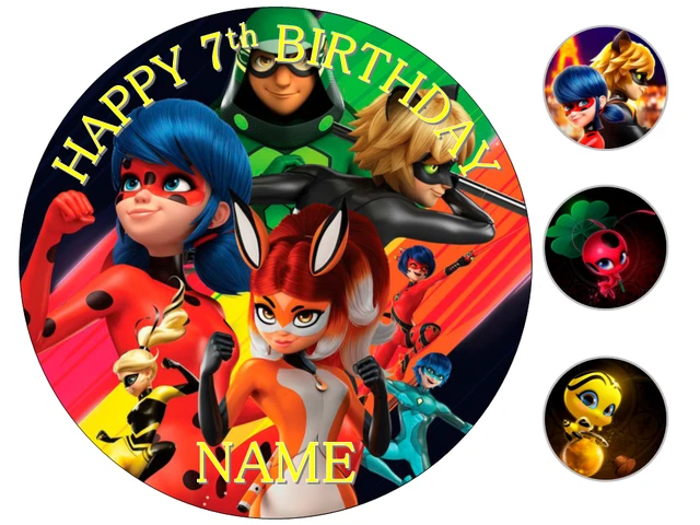 LADYBUG PERSONALISED EDIBLE round Cake Topper wafer/ Icing £4.25 ...
