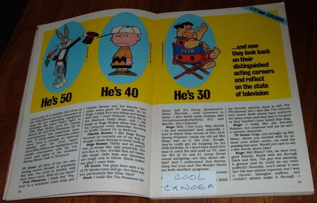 TV GUIDE Cartoon Article~Flintstones~Charlie Brown~Bugs Bunny £7.76 ...