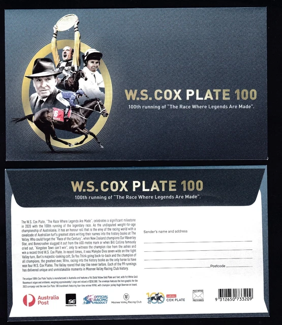 2020 100TH RINNING OF THE COX PLATE DECIMAL STAMP BLANK COMMEMORATIVE ...